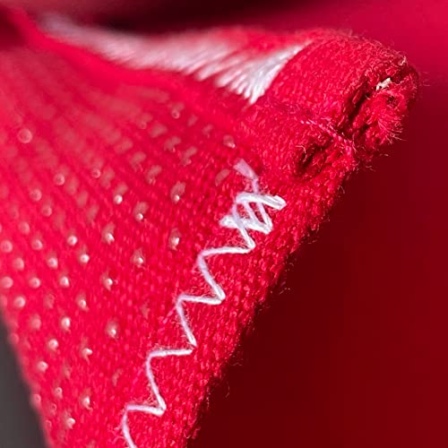 Dress4Tab Set of 6 Non Slip Heat Resistance Red Christmas Placemats with Boho Eembroidery for Dining Table, Machine Washable Cotton Kitchen Table Place Mats Linen