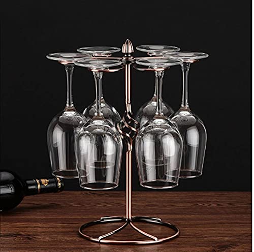 Fadak New Wine Holder 6 Cup Holder Lower Cabinet Hanging Goblet Holder - Undrilled Brass Champagne Gold Matte Stainless Steel (L)