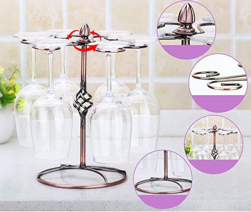 Fadak New Wine Holder 6 Cup Holder Lower Cabinet Hanging Goblet Holder - Undrilled Brass Champagne Gold Matte Stainless Steel (L)
