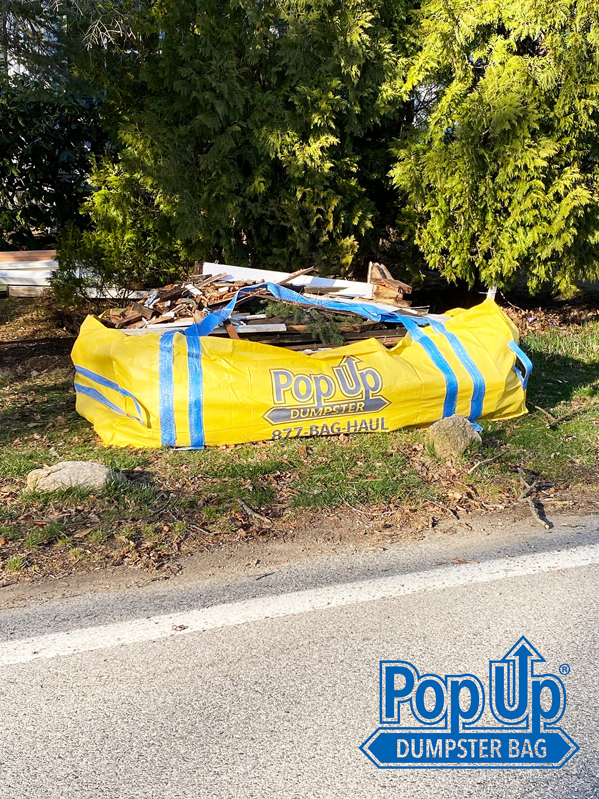 Pop Up Dumpster Bag - Yellow Flexible Dumpster Bag 3 cubic yards and holds up to 3,500 lbs, Waste Bag Heavy Duty