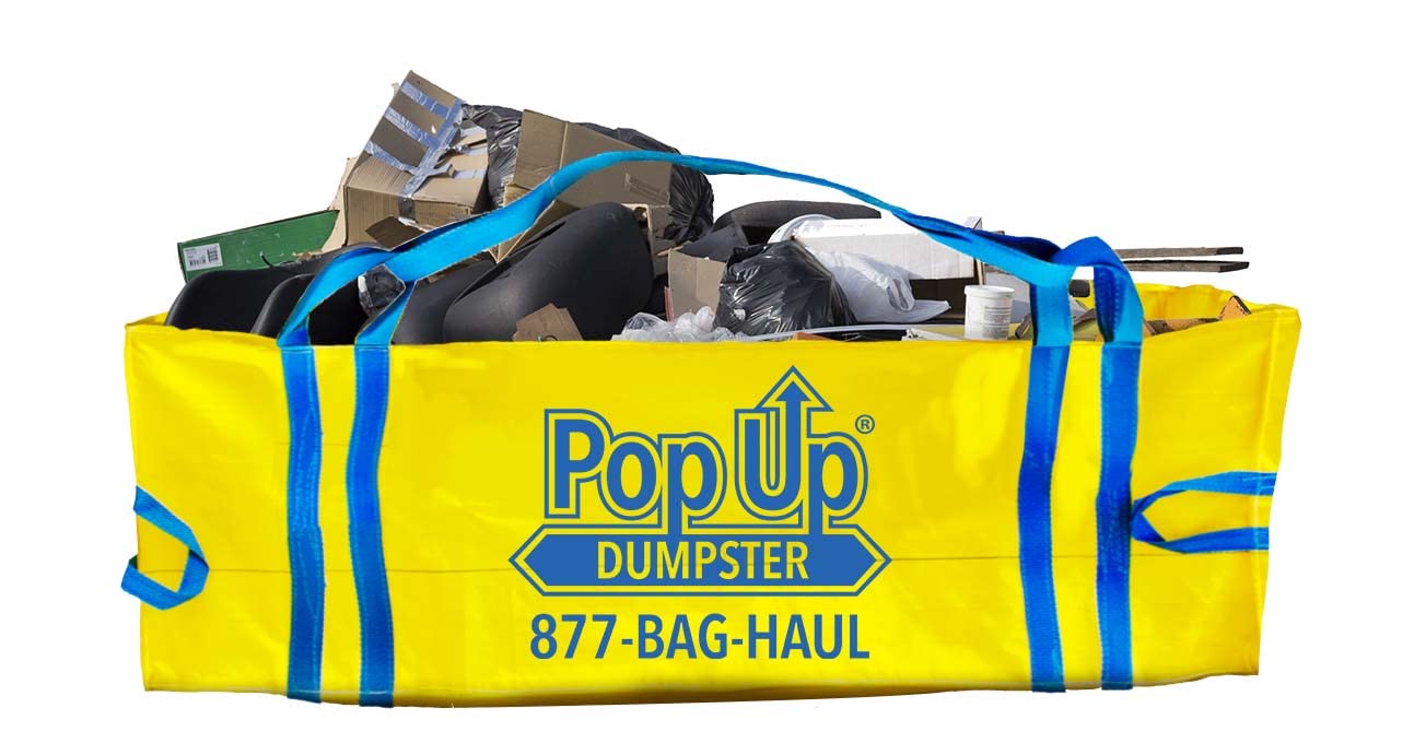 Pop Up Dumpster Bag - Yellow Flexible Dumpster Bag 3 cubic yards and holds up to 3,500 lbs, Waste Bag Heavy Duty