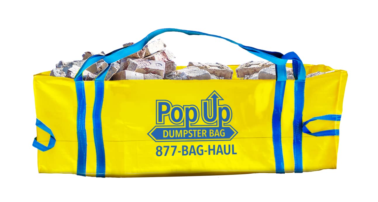 Pop Up Dumpster Bag - Yellow Flexible Dumpster Bag 3 cubic yards and holds up to 3,500 lbs, Waste Bag Heavy Duty