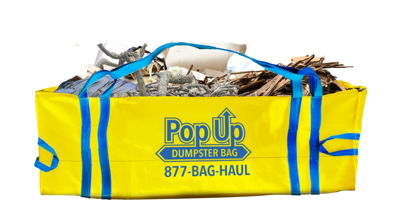 Pop Up Dumpster Bag - Yellow Flexible Dumpster Bag 3 cubic yards and holds up to 3,500 lbs, Waste Bag Heavy Duty