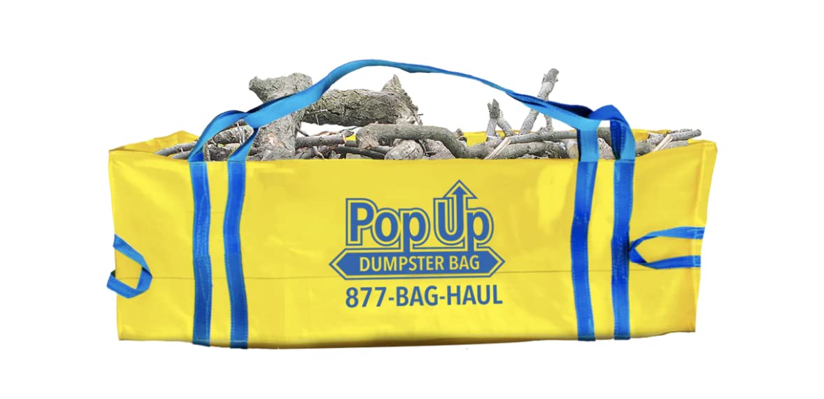 Pop Up Dumpster Bag - Yellow Flexible Dumpster Bag 3 cubic yards and holds up to 3,500 lbs, Waste Bag Heavy Duty