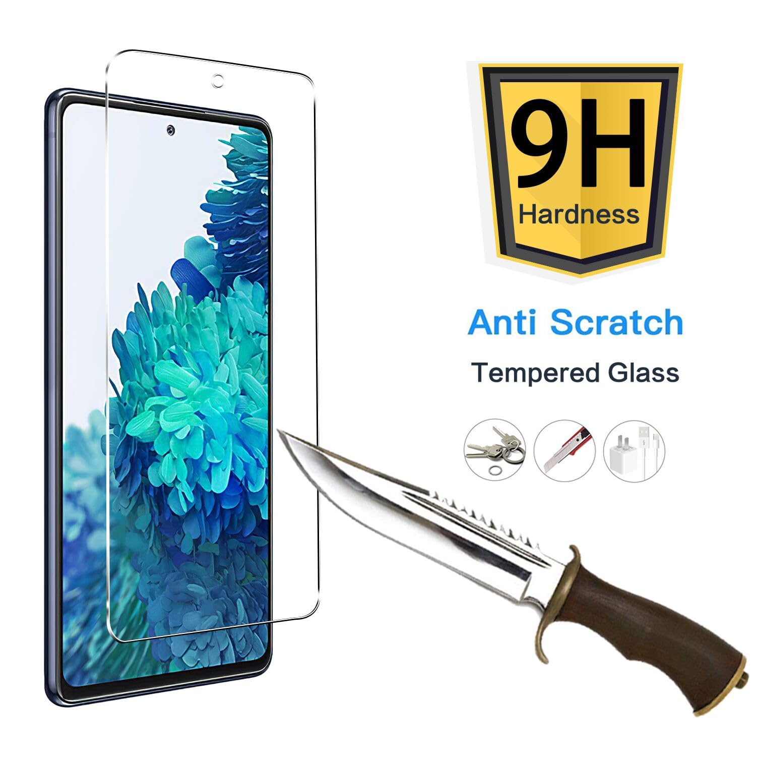 Coolpow 【3+3 Pack】 Designed for Samsung Galaxy S20 FE 5G Screen Protector Tempered Glass, with 3Pack Camera Lens Protector [Easy Installation] [Anti-Scratch]