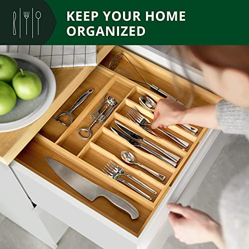 ROYAL CRAFT WOOD Luxury Bamboo Kitchen Drawer Organizer - Silverware Organizer and Storage Box Set of 8