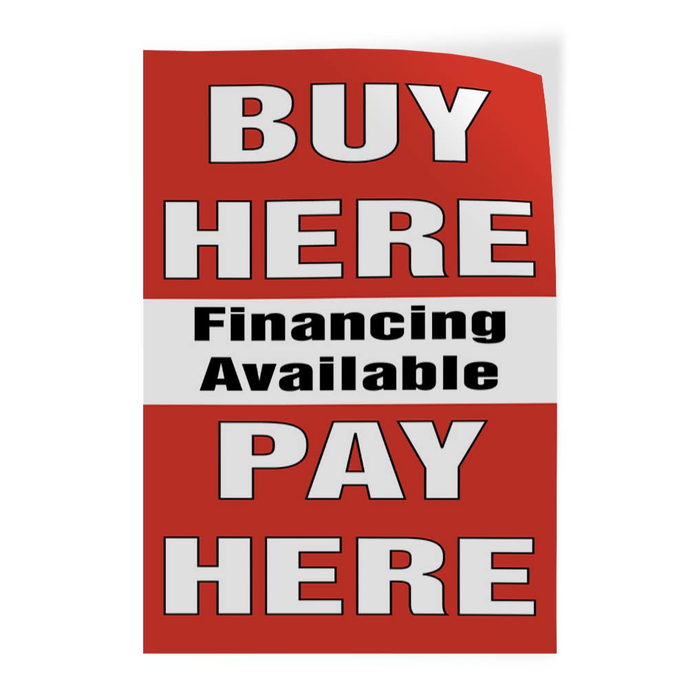 Door Decals Vertical Vinyl Stickers Multiple Sizes Buy Here Pay Here Financing Available Red Industrial Vinyl Luggage & Bumper Stickers for Cars Business 8x12Inches