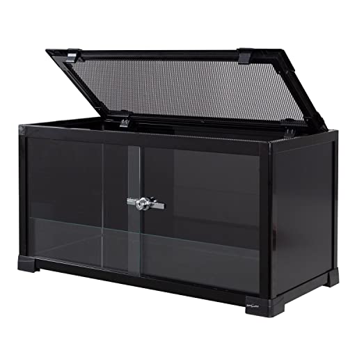 REPTI ZOO Glass 15 Gallon Reptile Tank 24" X 12" X 12", Black-Tinted ECO Reptile Terrarium