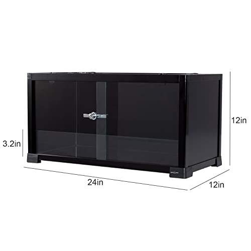 REPTI ZOO Glass 15 Gallon Reptile Tank 24" X 12" X 12", Black-Tinted ECO Reptile Terrarium