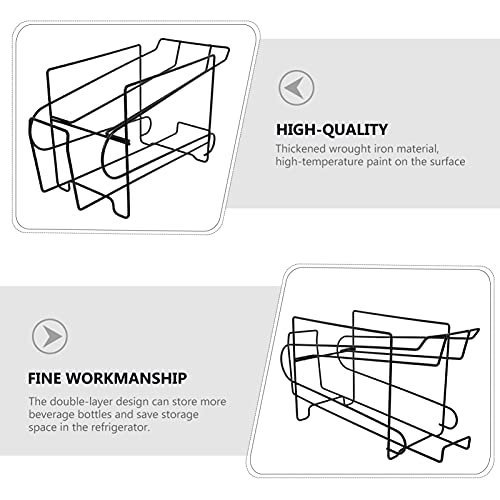 Hemoton Beverage Can Dispenser Rack Automatic Rolling Soda Can Storage Organizer Metal Wire Basket Refrigerator Beer Can Rack for Pantry Shelves Drawer Freezer Black