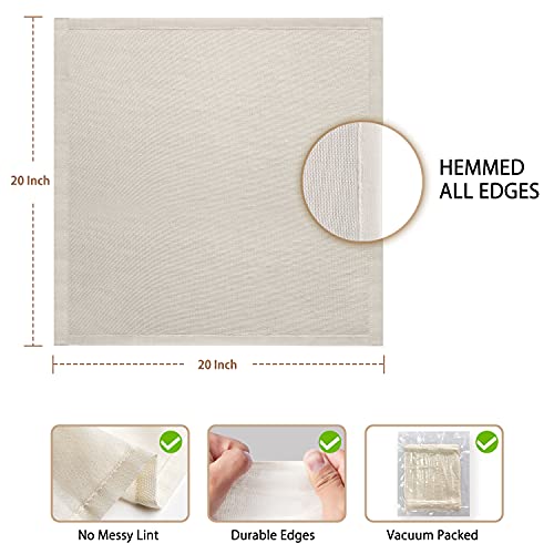 Olicity Cheese Cloths, Grade 100, 20x20Inch Hemmed Cheesecloth for Straining Reusable, 100% Unbleached Precut Cheese Cloth Strainer Muslin Cloth for Cooking, Baking, Juicing, Cheese Making - 6 PCS