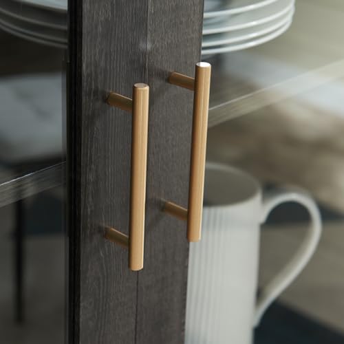 Home Source Display Storage Cabinet in Black with Glass Doors