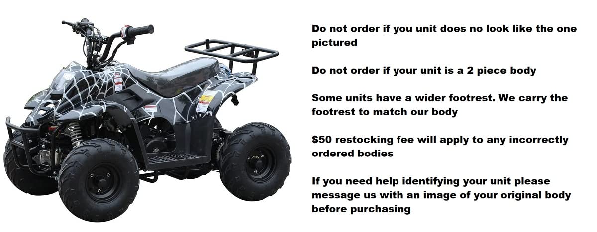 1-Piece Body Plastic Fender for IceBear Coolster 3050 Taotao Chinese Peace SunL MotoTec Kids ATV Quad 110cc (Black)