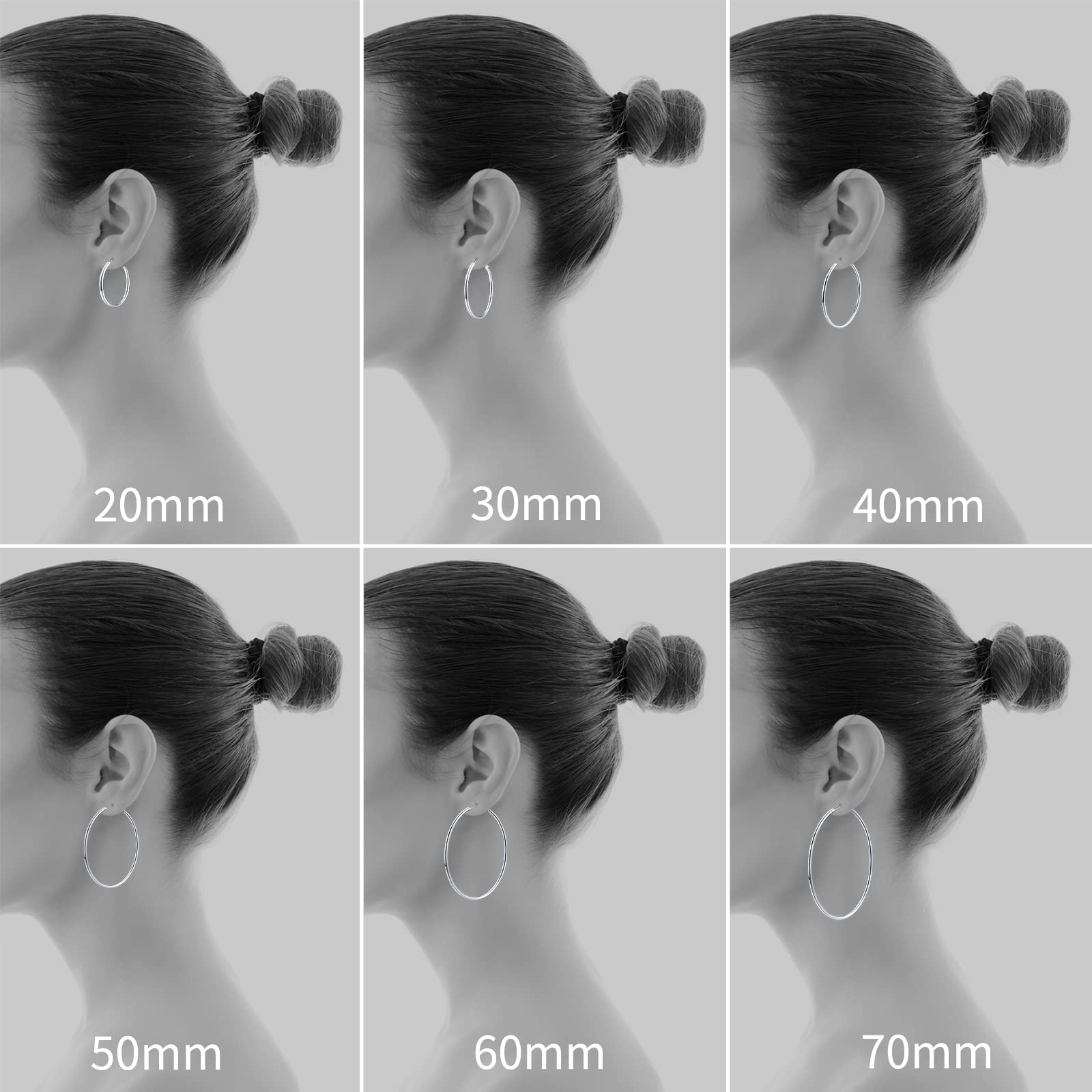 Gacimy Medium Silver Hoop Earrings for Women 14K White Gold Plated, 925 Sterling Silver Post Hoops for Women, 40mm White Gold Medium Earrings