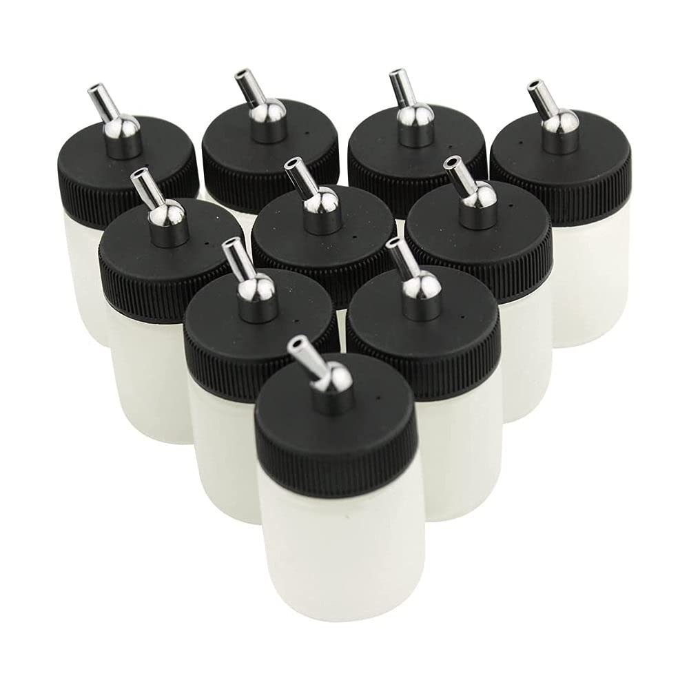HUBEST 10 x 22CC Dual Action Airbrush Plastic Bottle Standard Suction Lid for Siphon Feed Airbrushes