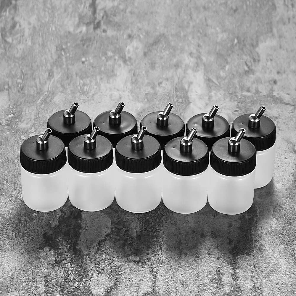 HUBEST 10 x 22CC Dual Action Airbrush Plastic Bottle Standard Suction Lid for Siphon Feed Airbrushes