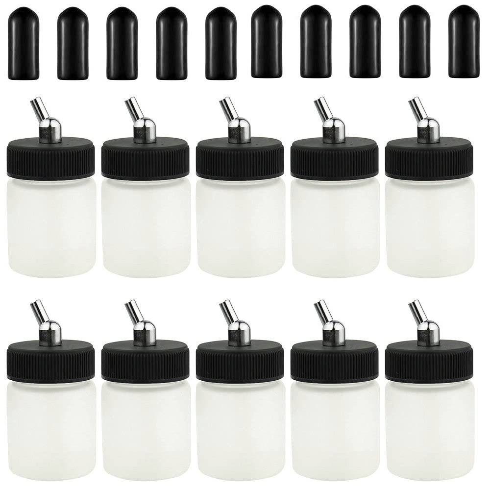 HUBEST 10 x 22CC Dual Action Airbrush Plastic Bottle Standard Suction Lid for Siphon Feed Airbrushes
