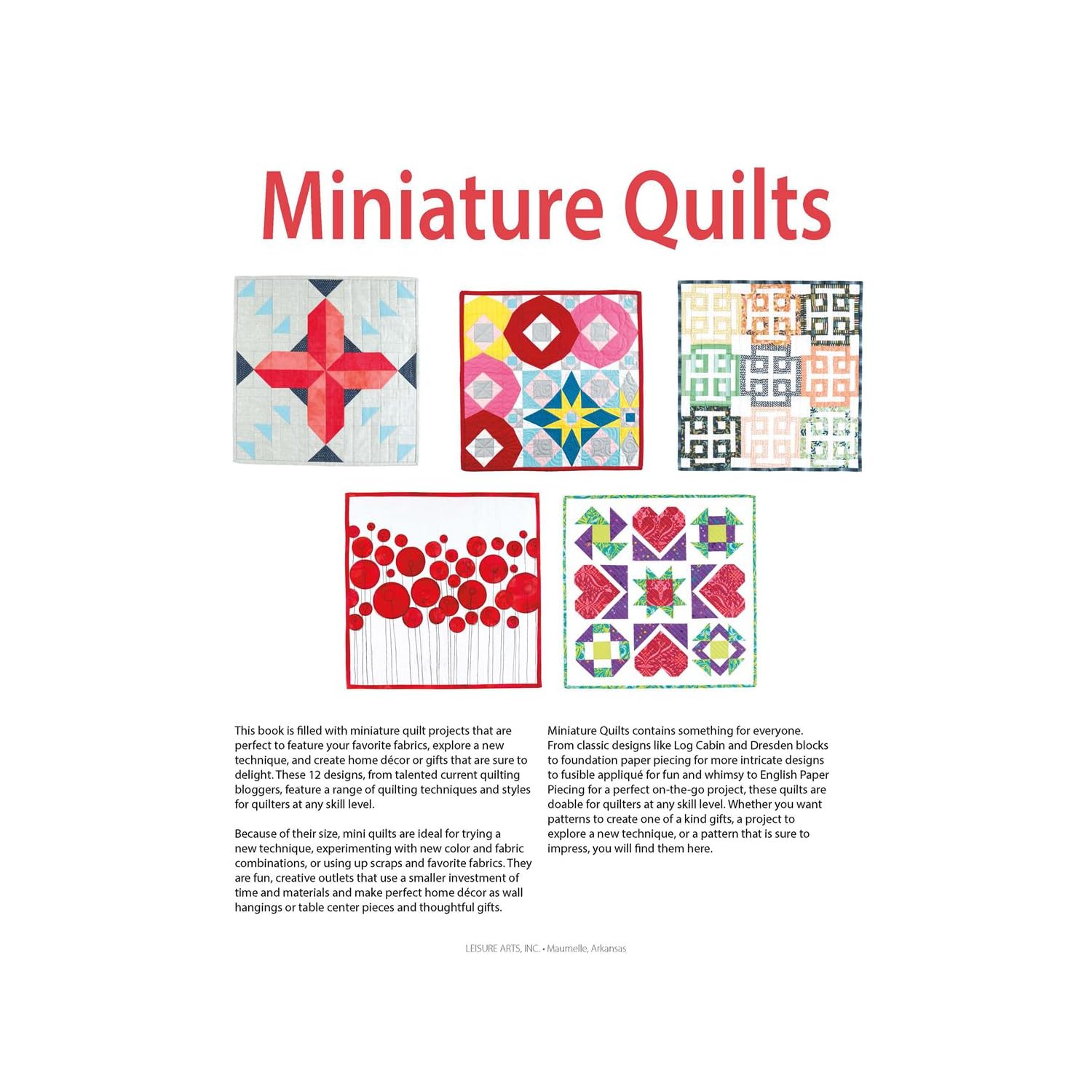 Leisure Arts Quilt and Sew Miniature Quilts Quilting Book, Quilting Books, Quilt Books, Patterns for Quilting, Patterns, Books and Patterns, Pattern Books