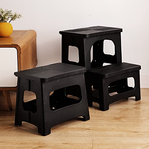 Topfun 8" 17" Folding 2-Step Stool, Non-Slip Fold Stools for Adults or Kids, Hold up to 300 lbs, Portable Footstool for Kitchen Home Toilet Bedroom Office RV