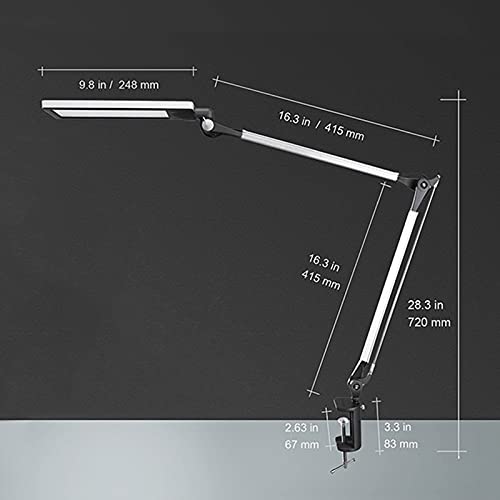 IAOHUO Desk Lamp Foldable Long Arm LED Desk Lamp Dimmable Touch Control Work Light Eye Protection Architect Desk Lamp, 4 Lighting Modes & 6 Brightness Levels Bedside Lamp (Style : Base Style)