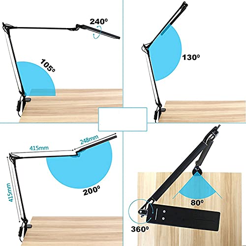 IAOHUO Desk Lamp Foldable Long Arm LED Desk Lamp Dimmable Touch Control Work Light Eye Protection Architect Desk Lamp, 4 Lighting Modes & 6 Brightness Levels Bedside Lamp (Style : Base Style)