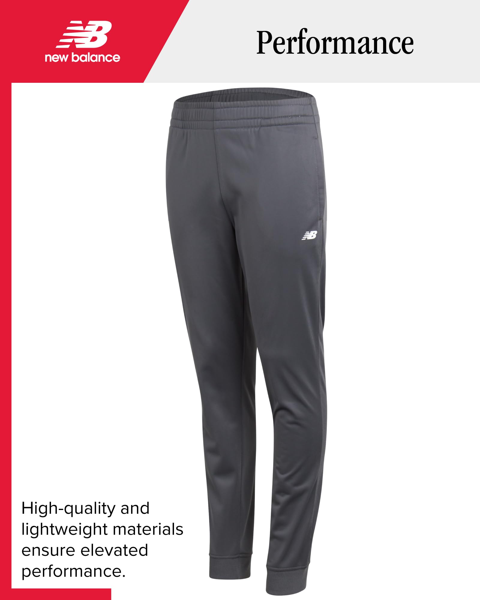 New Balance Boys’ Sweatpants – 4 Pack Active Tricot Jogger Sweatpants – Performance Track Pants with Pockets for Boys (4-20), Size 8, Black/Eclipse