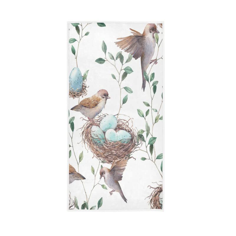 Tamniee Spring Nest Birds Hand Towels Watercolor Tree Twigs Decor Kitchen Dish Towel Quality Premium Bathroom Washcloth 30 x 15 Inches for