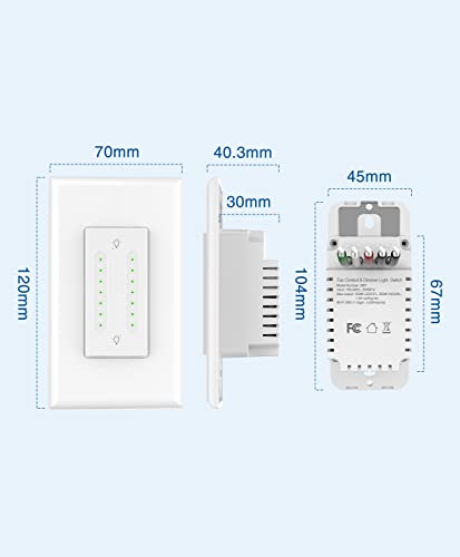 OHMAX Smart Dual Dimmer Switch with Sunrise Sunset Feature, Space Saving, Voice and App Control, Neutral Wire Required, 2 Pack