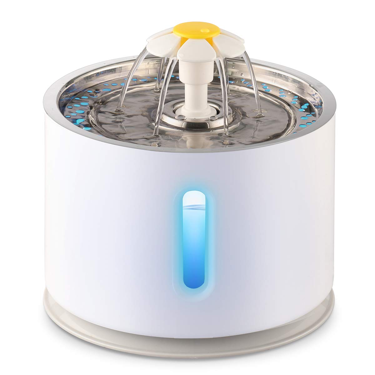 Beacon Pet Fountain, Cat Water Fountain 84oz/2.4L Automatic Dog Fountain Stainless Steel Pet Drinking Water Dispenser with LED Indicator for Cats, Dogs, Multiple Pets