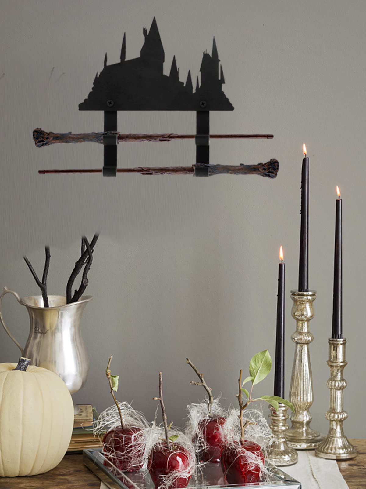 Biggun 2-Tier Wall-Mounted Pine Wood Magic Wand Display Stand - Black