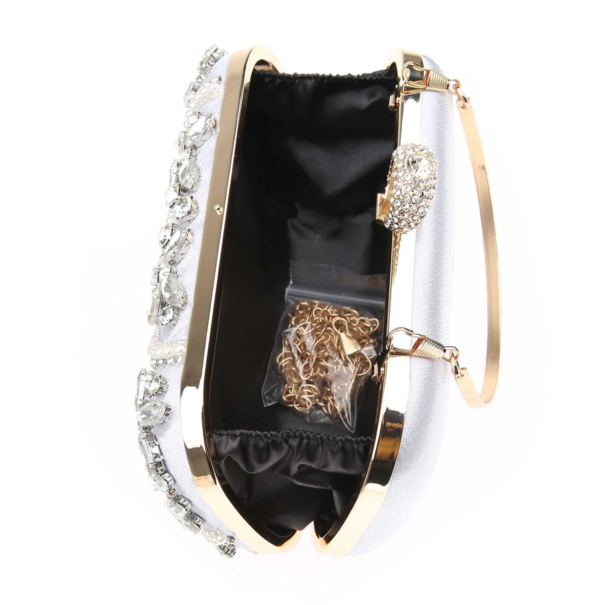 DA BODAN Womens Sparkly Rhinestone Crystal Clutch Bag Glitter Sequin Bridal Purse Evening Handbag for Wedding Party Prom
