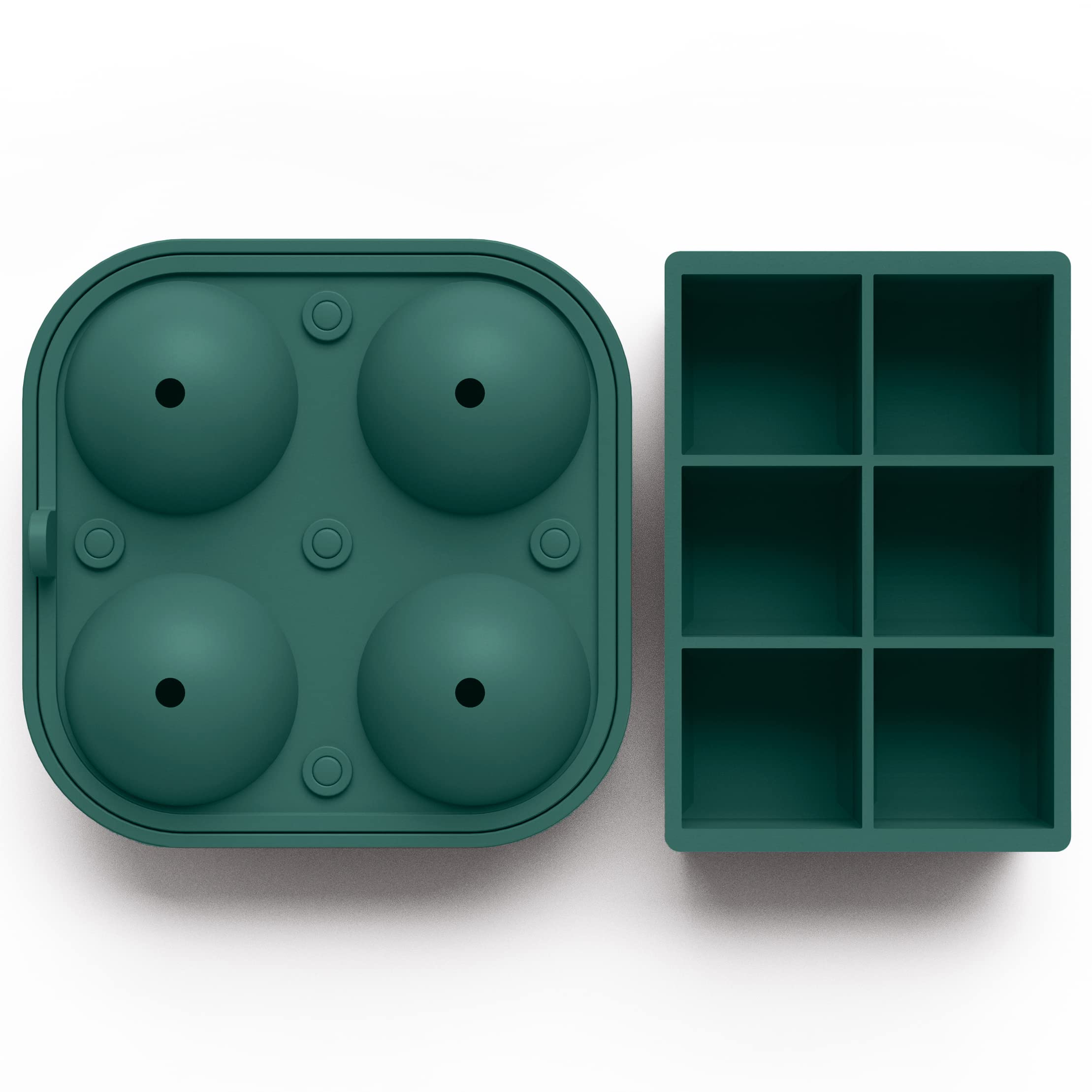 glacio Ball Ice Cube Tray and Big Ice Cube Molds for Whiskey, Slow-Melting, 100% Silicone, No-Plastic, Easy Release, Ideal for Gifting and Elevating Cocktails