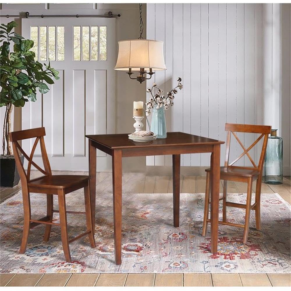 IC International Concepts 36" x 36" Counter Height Dining 2 Table and stools, Onesize, Espresso