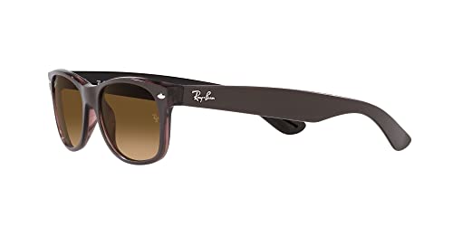 Ray-Ban RB2132 New Wayfarer Square Sunglasses, Matte Brown On Transparent Brown/Gradient Brown Polarized, 52 mm