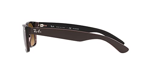 Ray-Ban RB2132 New Wayfarer Square Sunglasses, Matte Brown On Transparent Brown/Gradient Brown Polarized, 52 mm