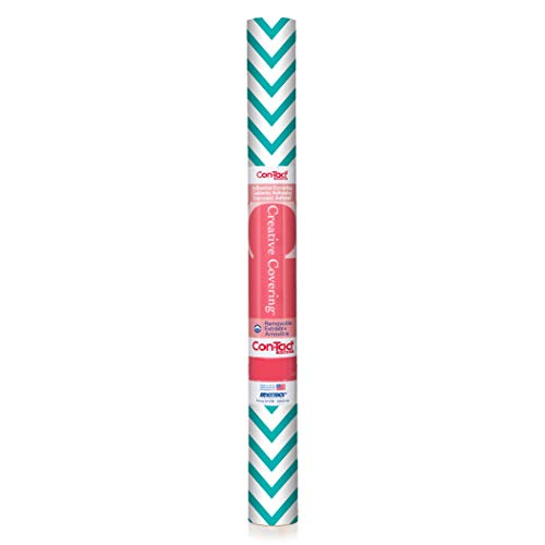 Con-Tact Brand - 60F-C9AL16-01 Adhesive Drawer and Shelf Liner, 18" x 60', Chevron Aqua
