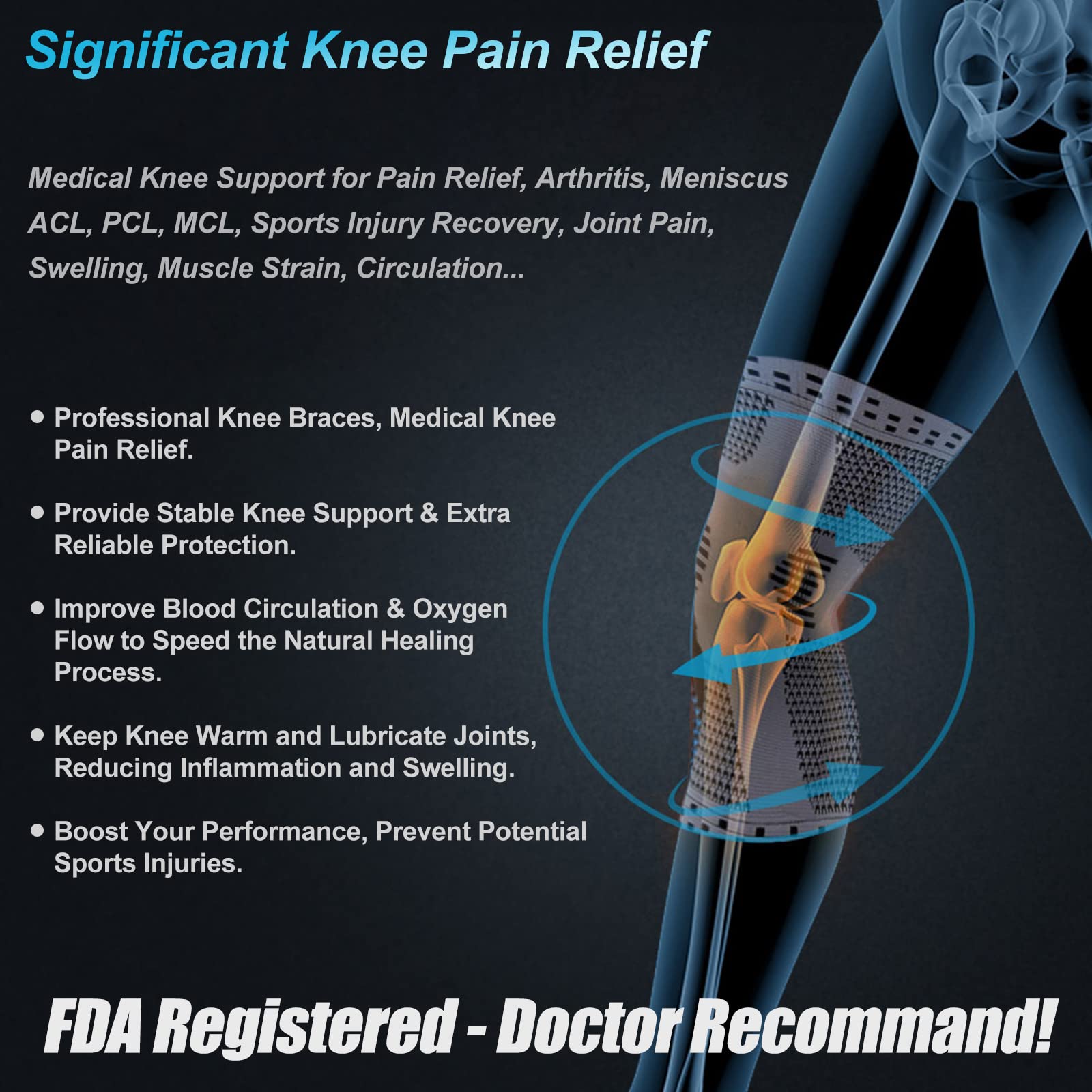 NEENCA Professional Knee Brace for Pain Relief, Medical Knee Support with Patella Pad & Side Stabilizers, Compression Knee Sleeve for Meniscus Tear, ACL, Joint Pain, Runner, Workout - FSA/HSA Eligible