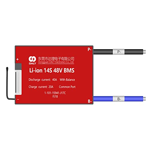 DALY BMS Li-ion 14S 48V 40A PCB Battery Protection Board Common Port with Balance for Lithium Battery Pack Rated 3.7V(Standard BMS,40A)