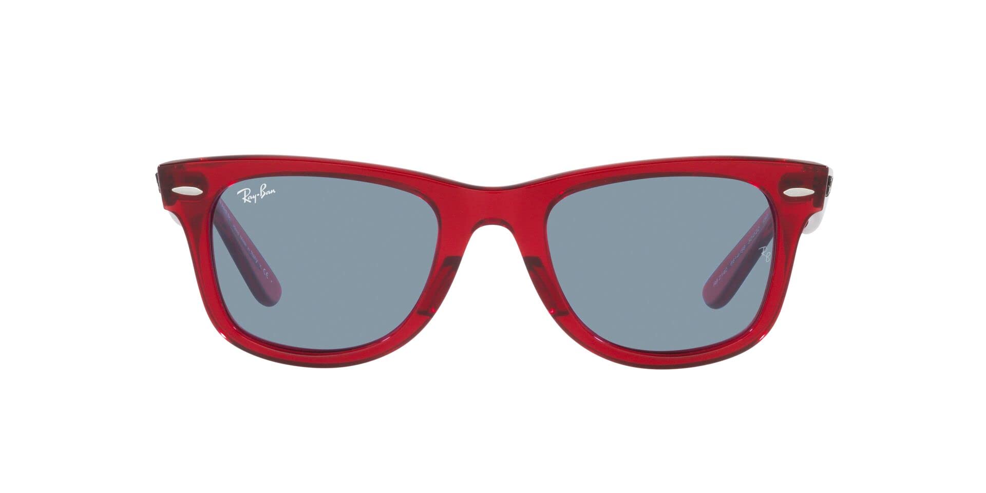 Ray-Ban RB2140 Original Wayfarer Colorblock Square Sunglasses, Transparent Red/Blue, 50 mm