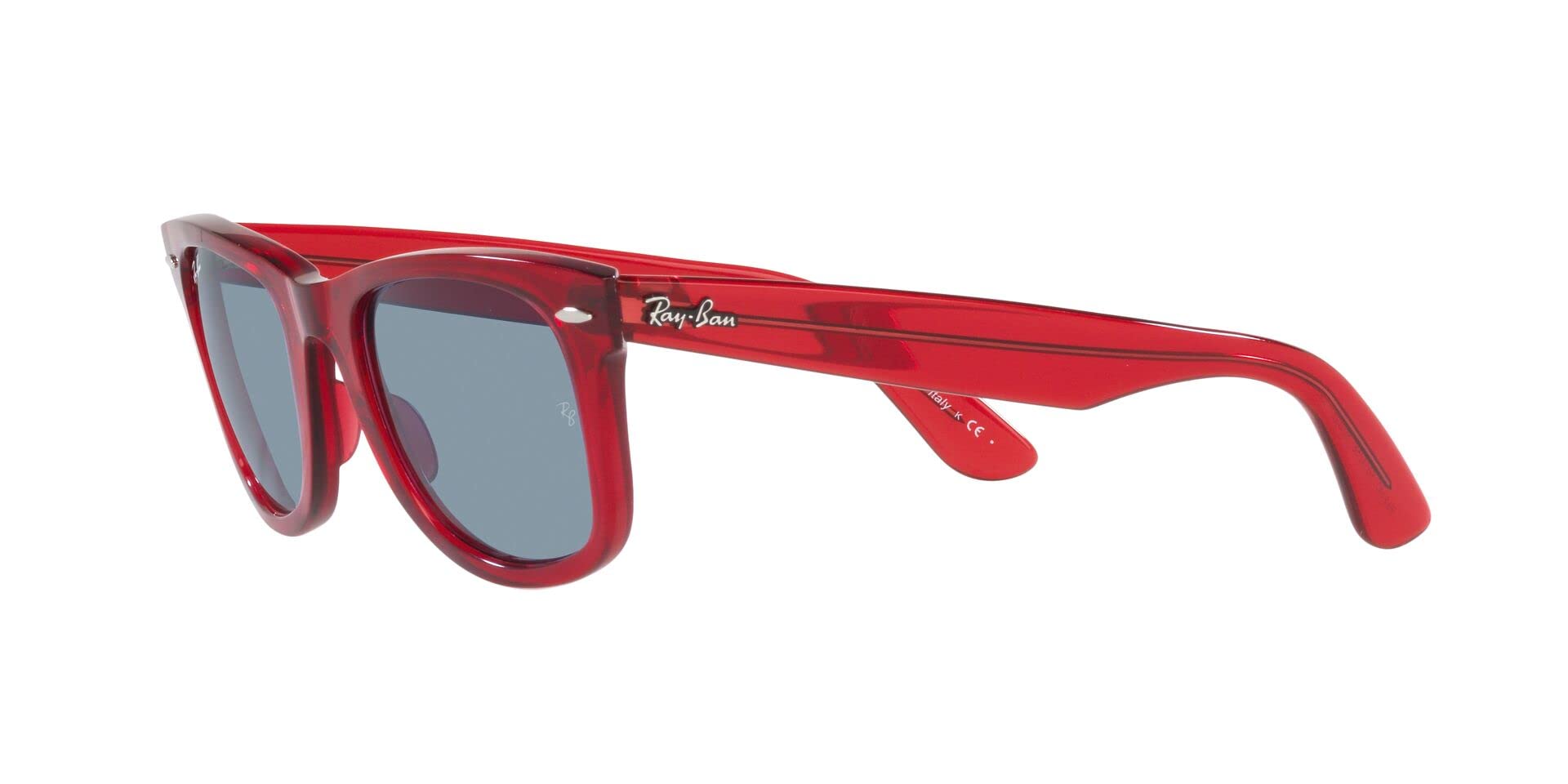 Ray-Ban RB2140 Original Wayfarer Colorblock Square Sunglasses, Transparent Red/Blue, 50 mm