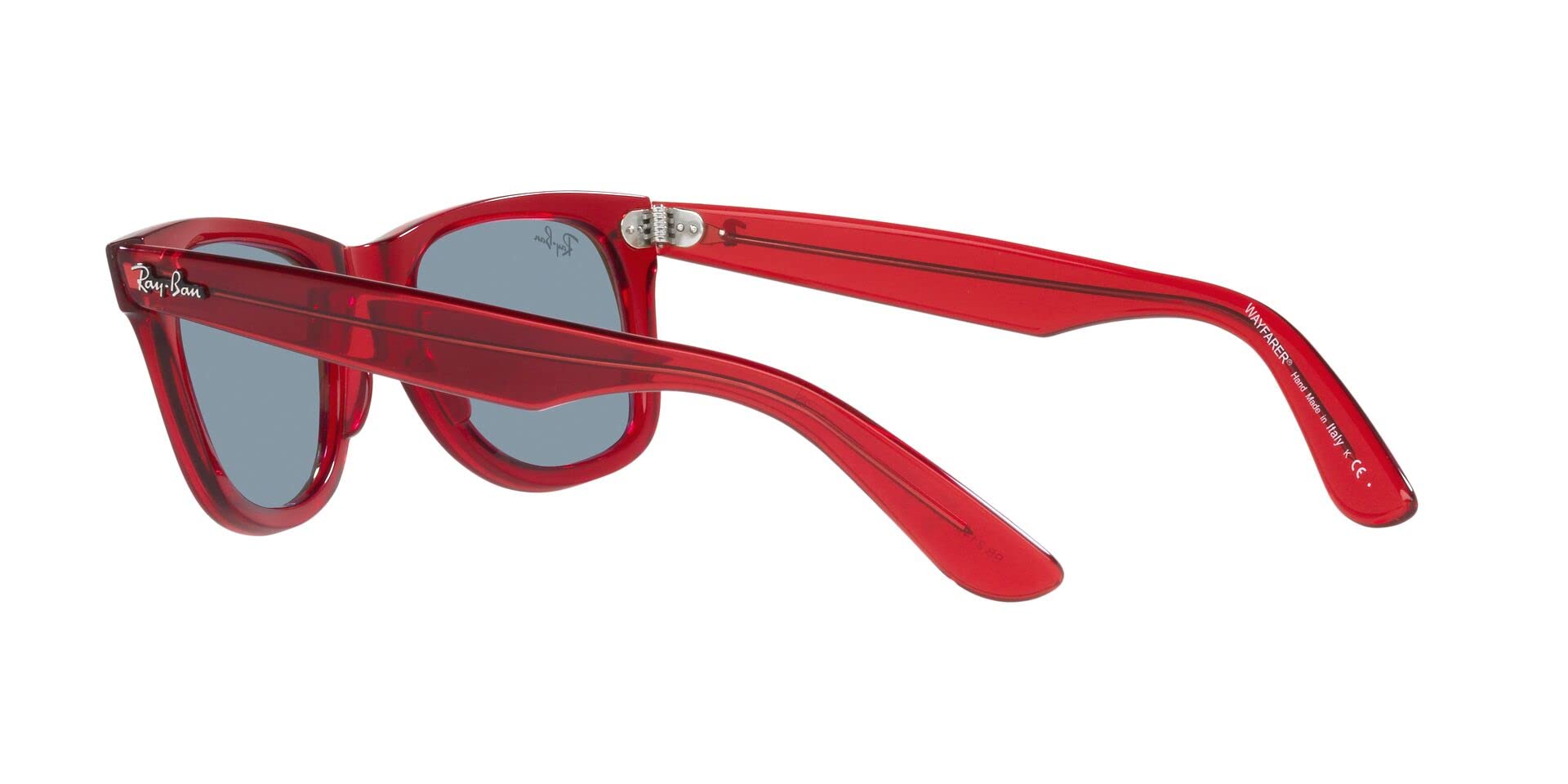 Ray-Ban RB2140 Original Wayfarer Colorblock Square Sunglasses, Transparent Red/Blue, 50 mm
