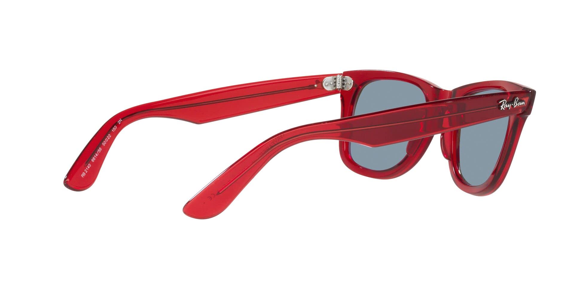 Ray-Ban RB2140 Original Wayfarer Colorblock Square Sunglasses, Transparent Red/Blue, 50 mm