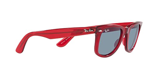 Ray-Ban RB2140 Original Wayfarer Colorblock Square Sunglasses, Transparent Red/Blue, 50 mm