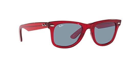 Ray-Ban RB2140 Original Wayfarer Colorblock Square Sunglasses, Transparent Red/Blue, 50 mm