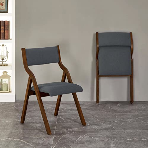 Ball & Cast Modern Folding Chairs Foldable Dining Chairs Set of 2, 18" Seat Height, Dark Grey