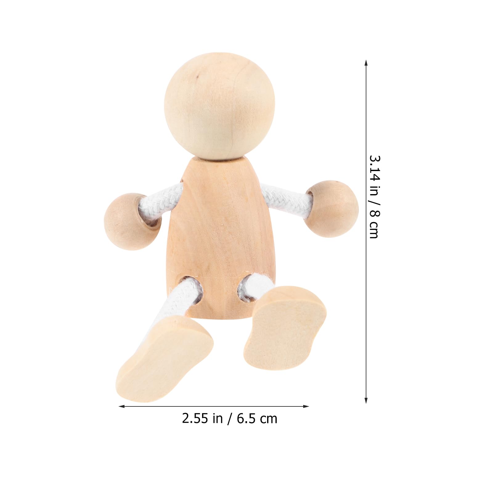 2 Pcs Unfinished Wood Peg Dolls Mini People Doll Robot Wooden Figures Decorative Peg Dolls Toy for Painting DIY Craft Art Projects