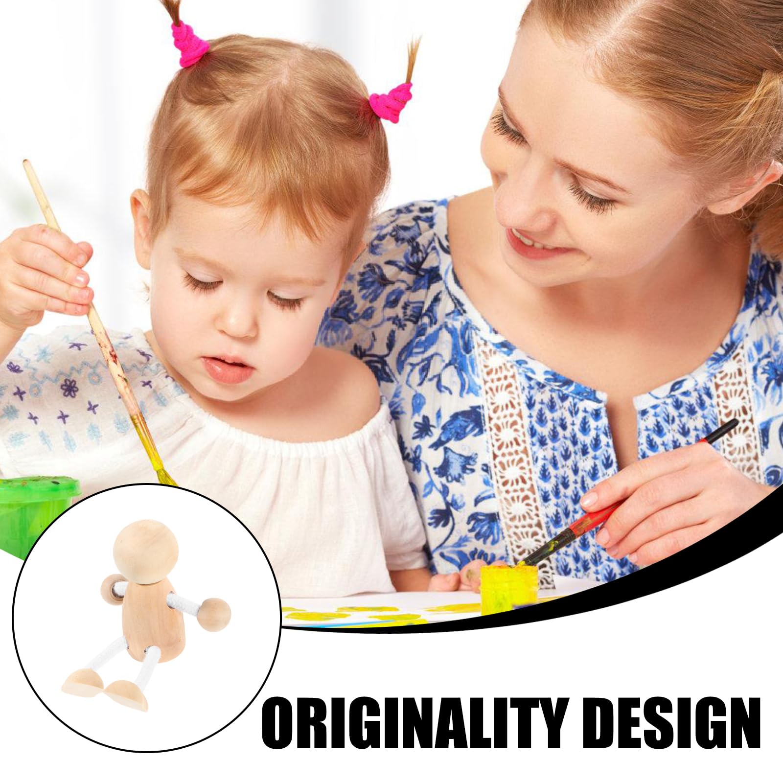 2 Pcs Unfinished Wood Peg Dolls Mini People Doll Robot Wooden Figures Decorative Peg Dolls Toy for Painting DIY Craft Art Projects