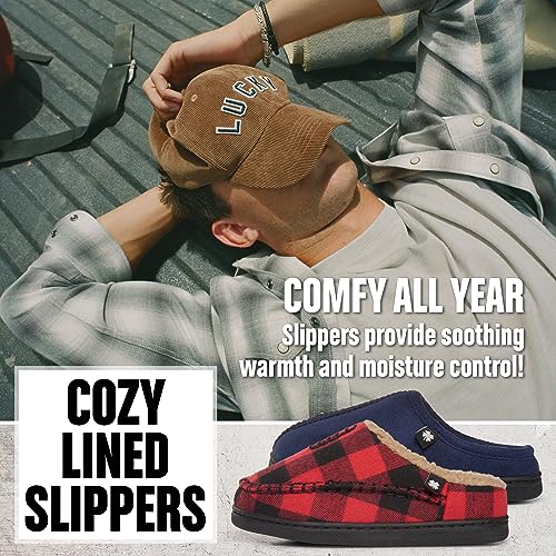 Lucky Brand Boys Micro Suede Clog Slippers, Non Slip Rubber Sole Warm Fuzzy Fluffy House Shoes, Kids Indoor Outdoor Clogs, Black, Size 2-3