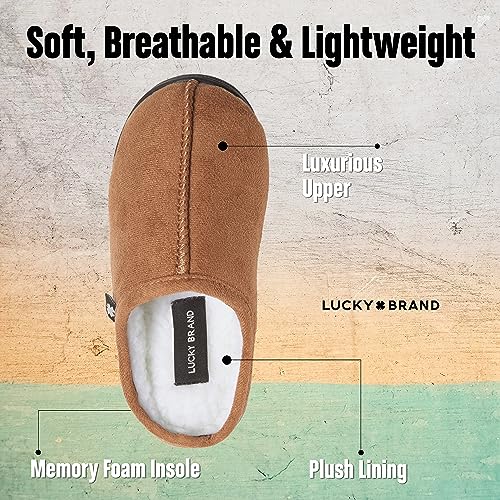 Lucky Brand Boys Micro Suede Clog Slippers, Non Slip Rubber Sole Warm Fuzzy Fluffy House Shoes, Kids Indoor Outdoor Clogs, Black, Size 2-3