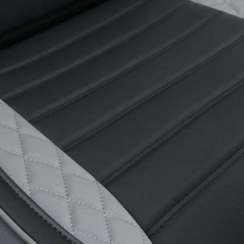 LUCKYMAN Club S08-QE Tacoma Seat Covers, Fit for 2005-2023 Tacoma Crew Cab SR SR5 TRD Sport TRD Off-Road PreRunner with Water Proof Faux Leather(Front Pair, Black&Gray 2 pcs)